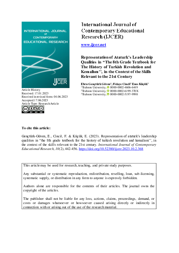 (PDF) Representation of Ataturk’s Leadership Qualities in “The 8th ...