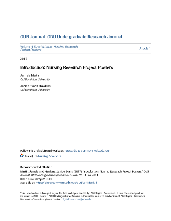 (PDF) Introduction: Nursing Research Project Posters
