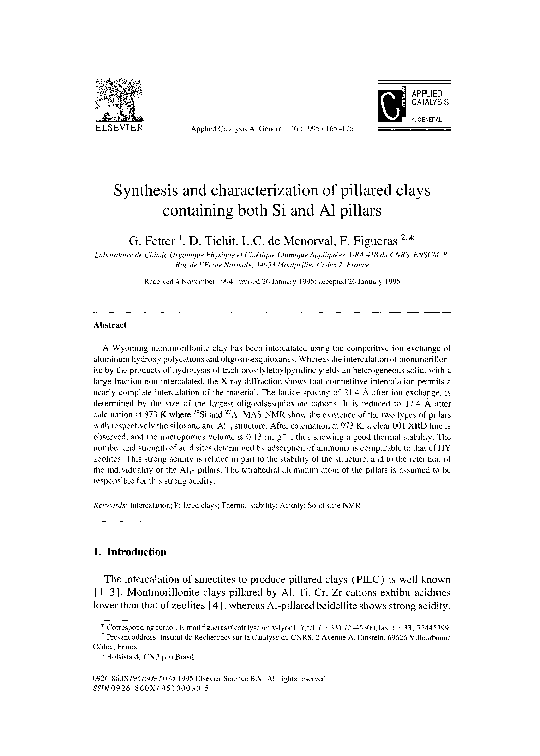 (PDF) Synthesis and characterization of pillared clays from Argentinean ...