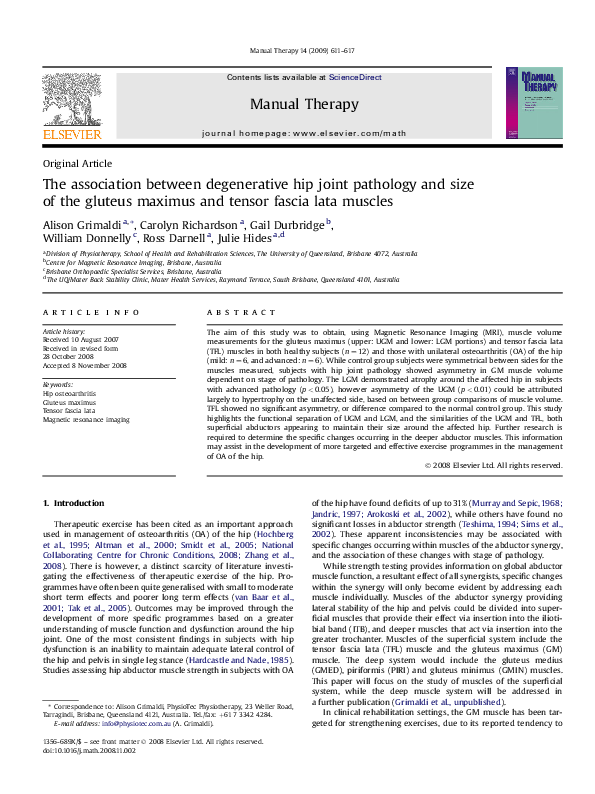 (PDF) The association between degenerative hip joint pathology and size ...