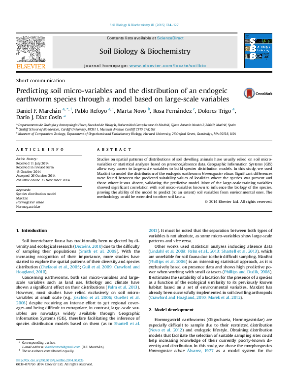 (PDF) Predicting soil micro-variables and the distribution of an endogeic earthworm species ...
