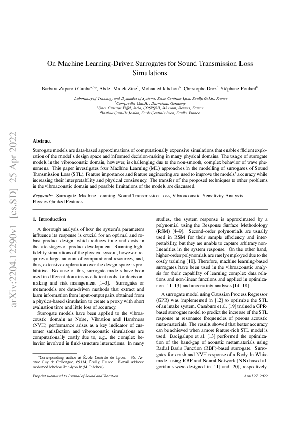 (PDF) On machine learning-driven surrogates for sound transmission loss ...