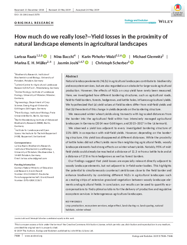 (PDF) How much do we really lose?—Yield losses in the proximity of ...