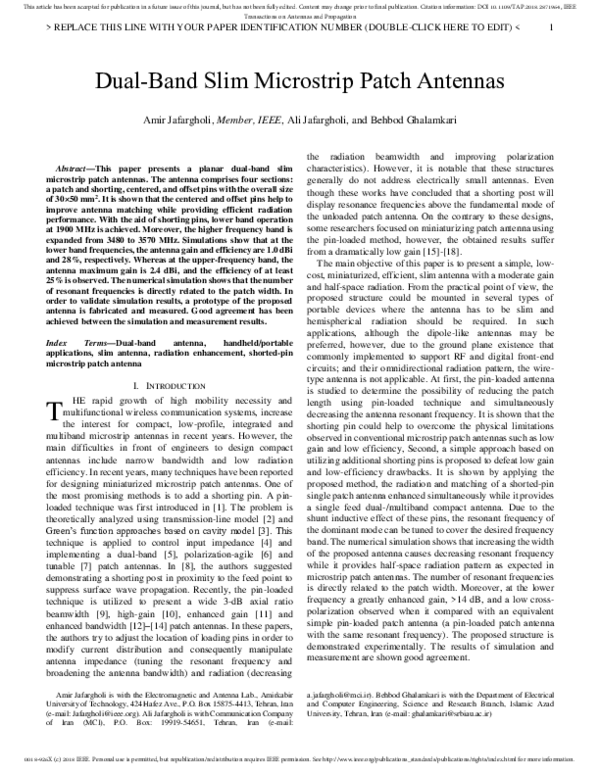 (PDF) Dual-Band Slim Microstrip Patch Antennas