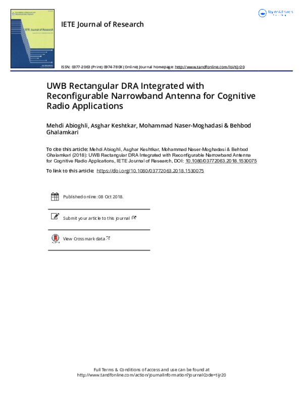 Pdf Uwb Rectangular Dra Integrated With Reconfigurable Narrowband