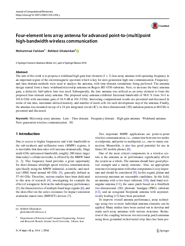 (PDF) Four-element lens array antenna for advanced point-to-(multi ...