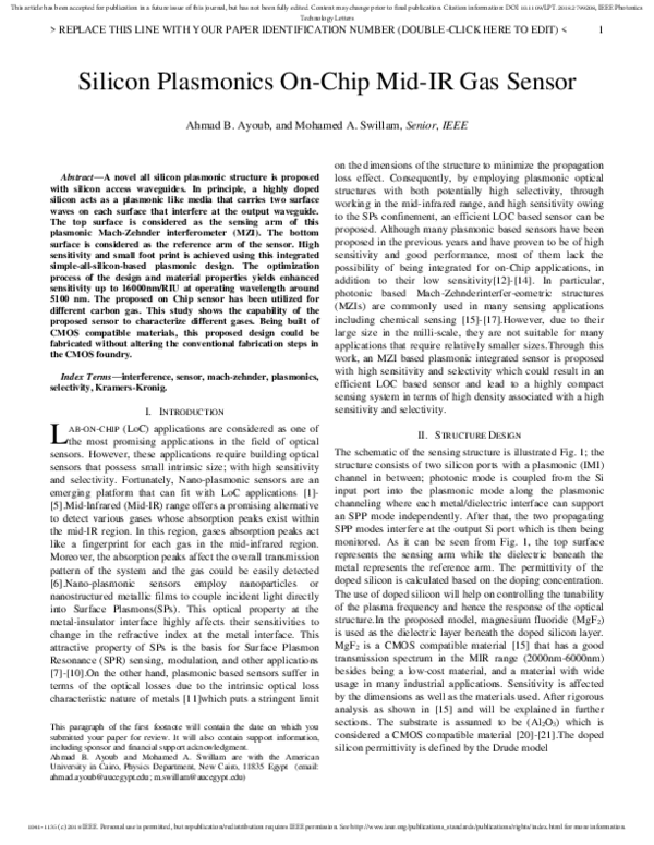 (PDF) SOI Slot Waveguide Based on-Chip Trace Gas Sensor in the Mid-IR ...