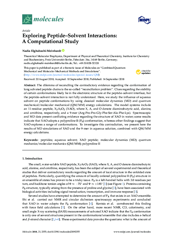 (PDF) Exploring Peptide–Solvent Interactions: A Computational Study