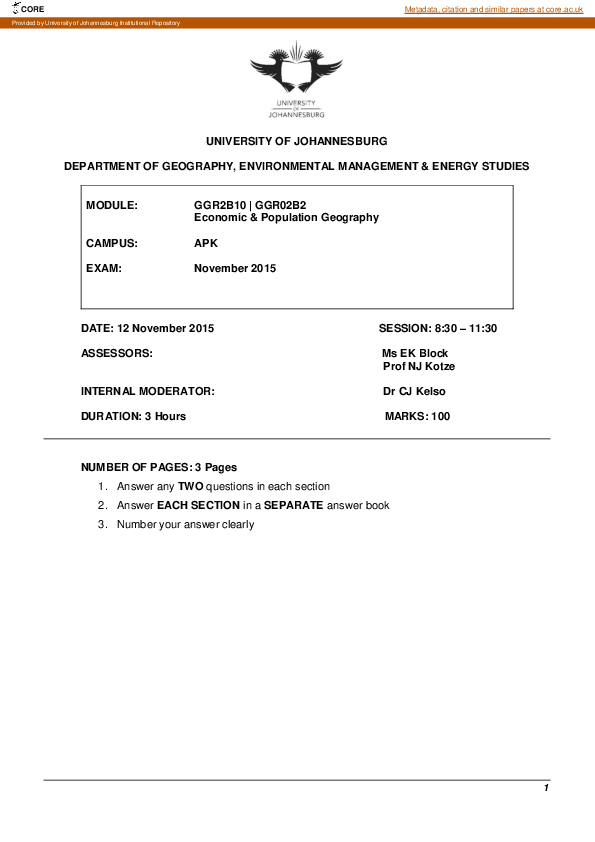 (PDF) Economic & Population Geography