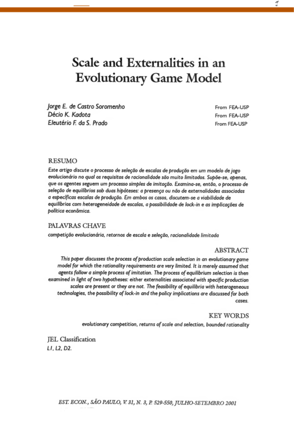 (PDF) Scale and externalities in an evolutionary game model