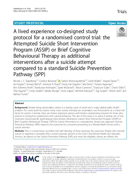 (PDF) A lived experience co-designed study protocol for a randomised control trial: the ...