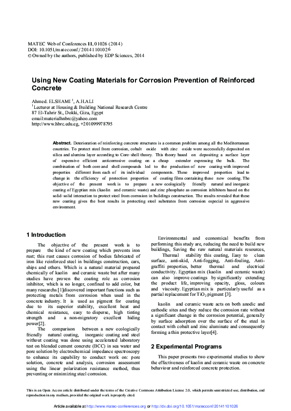 (PDF) Using New Coating Materials for Corrosion Prevention of ...
