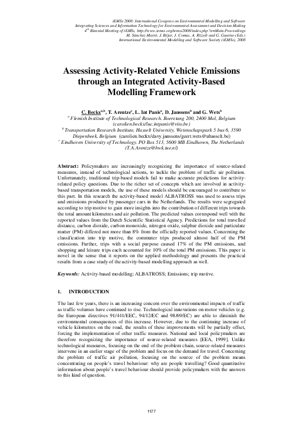(PDF) Assessing Activity-Related Vehicle Emissions through an Integrated Activity-Based ...
