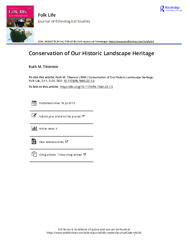 (PDF) Conservation of Our Historic Landscape Heritage