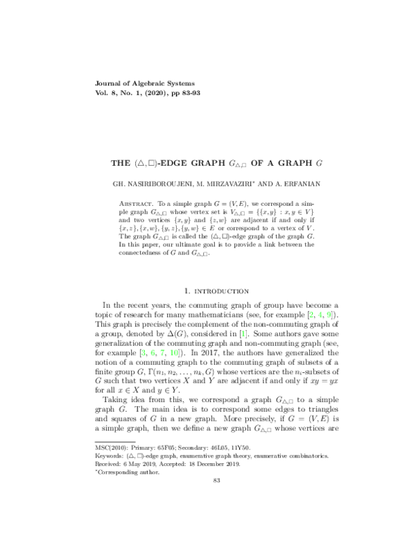 Pdf The Edge Graph G Of A Graph G