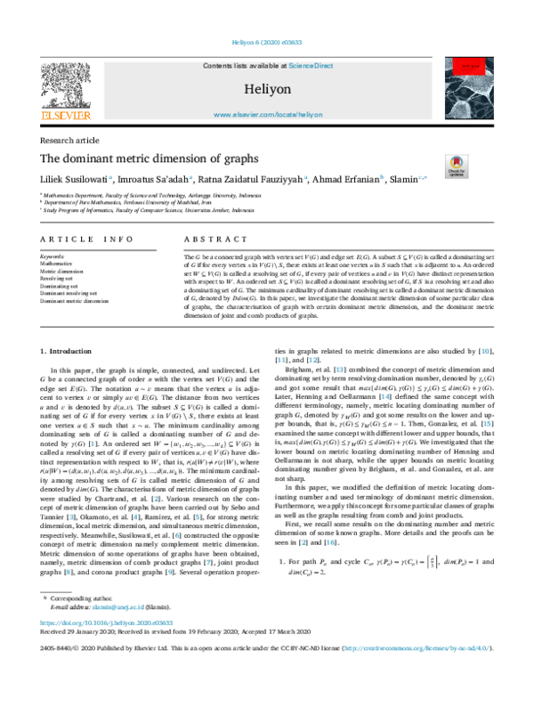 (PDF) The dominant metric dimension of graphs | Ahmad Erfanian - Academia.edu