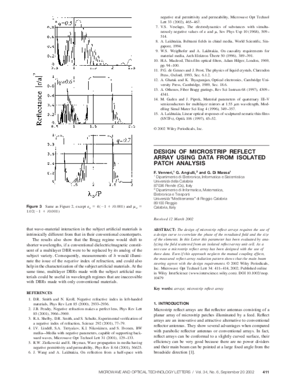 Pdf Design Of Microstrip Reflect Array Using Data From Isolated Patch Analysis Giovanni