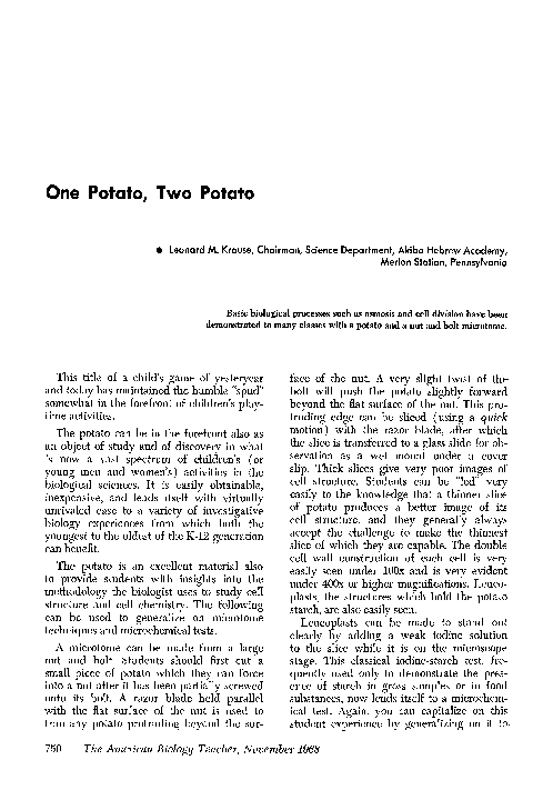 (PDF) One Potato, Two Potato