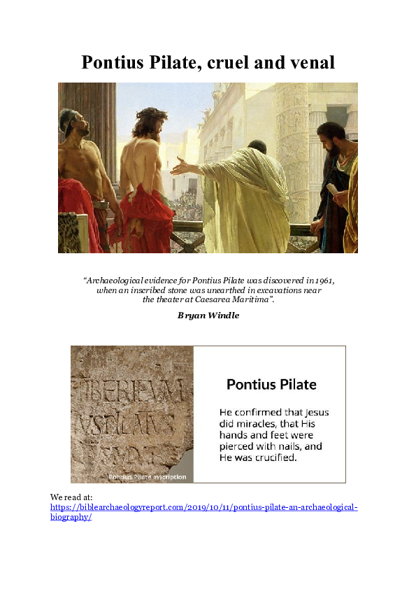 (DOC) Pontius Pilate, cruel and venal