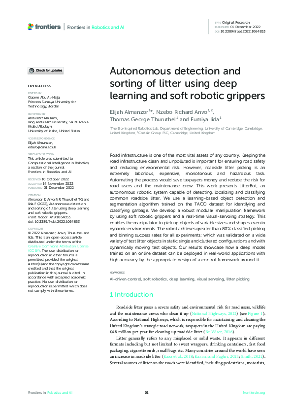 Pdf Autonomous Detection And Sorting Of Litter Using Deep Learning