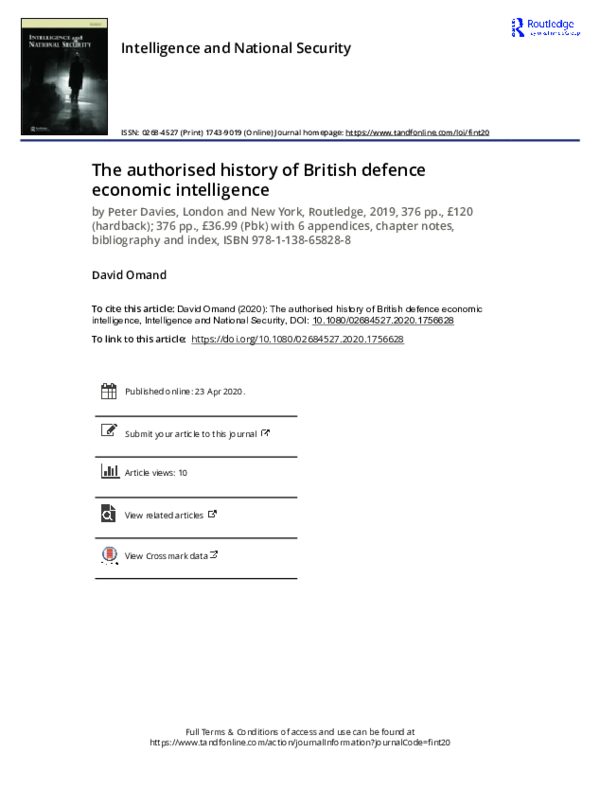 (PDF) The authorised history of British defence economic intelligence