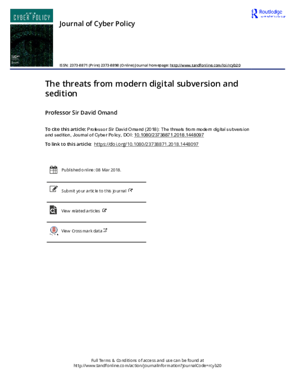 (PDF) The threats from modern digital subversion and sedition