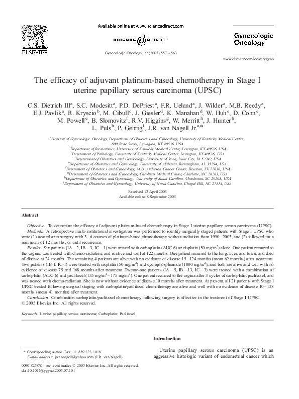 (PDF) The efficacy of adjuvant platinum-based chemotherapy in Stage I ...