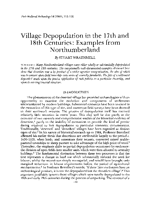 (PDF) Village Depopulation in the 17th and 18th Centuries: Examples ...
