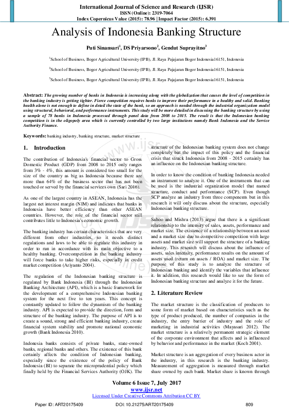 (PDF) Analysis of Indonesia Banking Structure