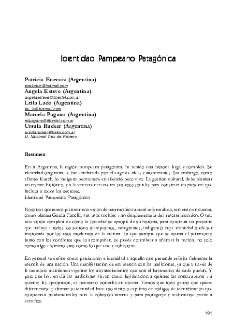 (PDF) Identidad pampeano patagónica