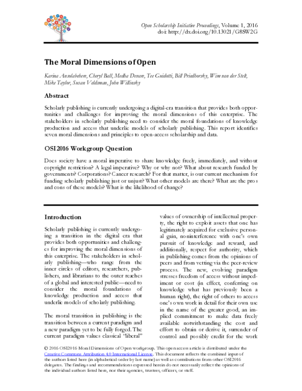 (PDF) The Moral Dimensions of Open