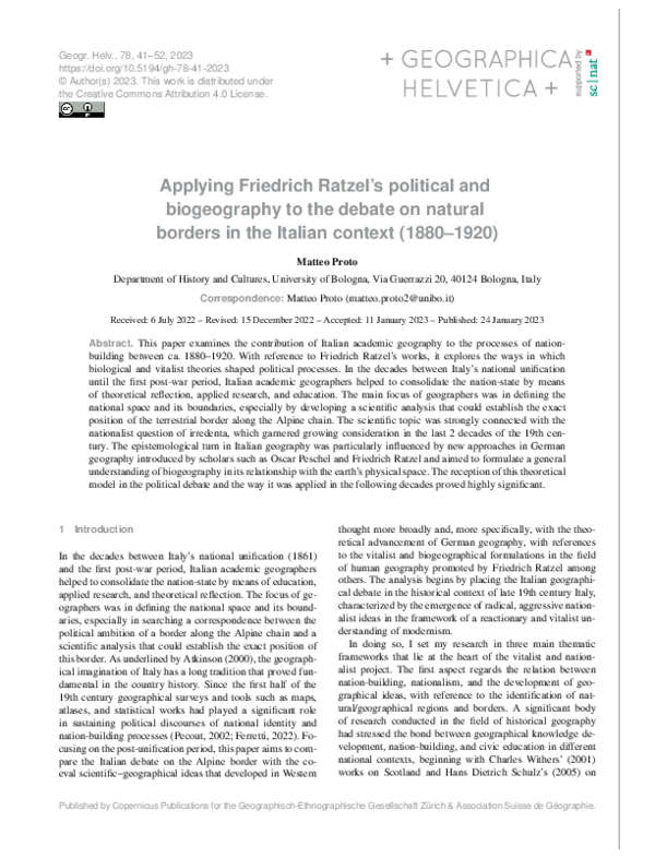 (PDF) Applying Friedrich Ratzel's political and biogeography to the ...