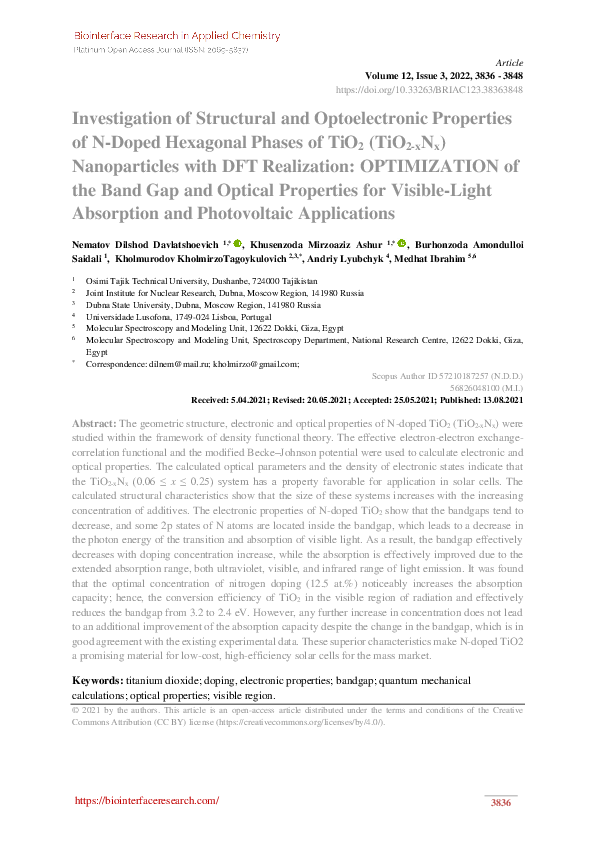 (PDF) Investigation of Structural and Optoelectronic Properties of N-Doped Hexagonal Phases of ...