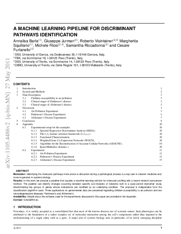 A machine learning pipeline for discriminant pathways identification