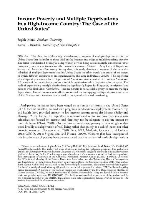 (PDF) Income Poverty and Multiple Deprivations in a High-Income Country ...