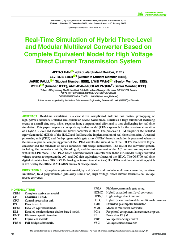 Pdf Real Time Simulation Of Hybrid Three Level And Modular Multilevel Converter Based On