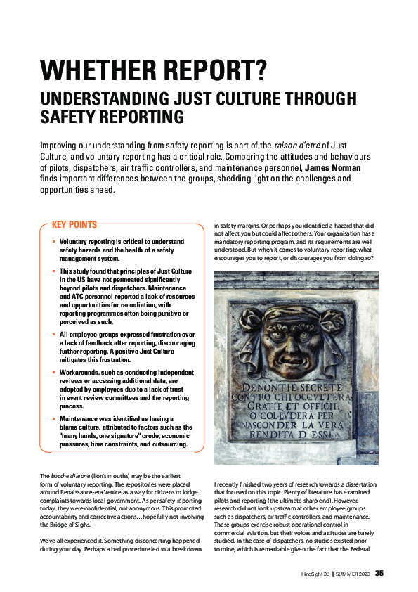 (PDF) Whether Report? Understanding Just Culture Through Safety Reporting