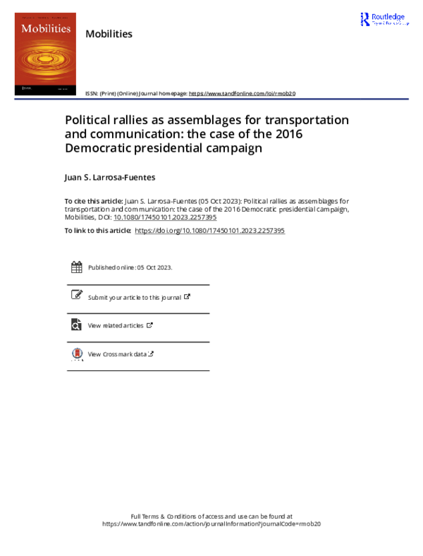 (PDF) Political rallies as assemblages for transportation and ...