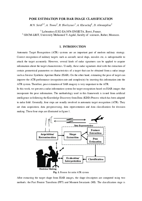 (PDF) Pose estimation for ISAR image classification | Abdelmalek Toumi - Academia.edu