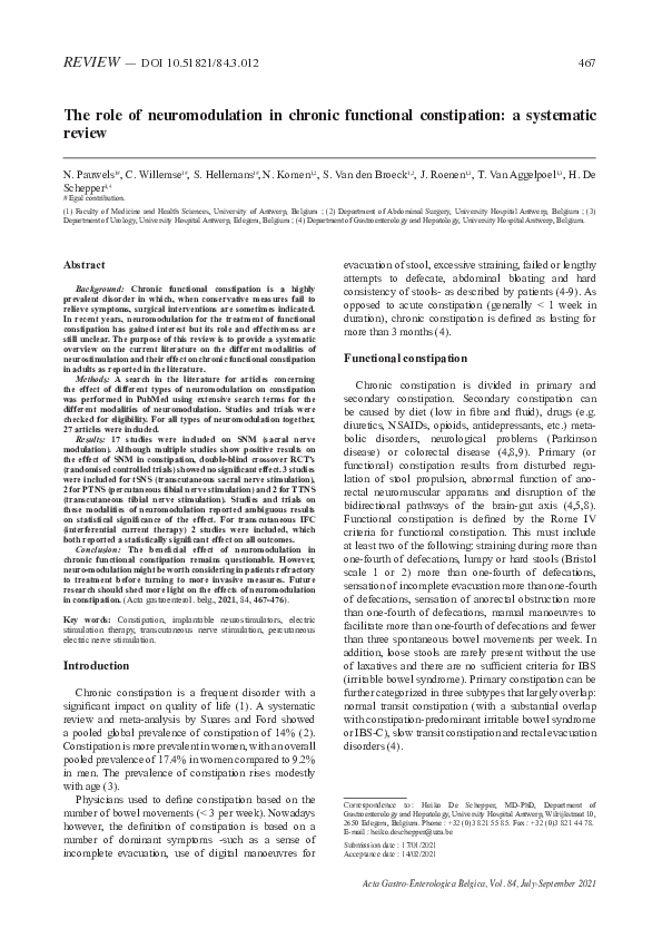 (PDF) The role of neuromodulation in chronic functional constipation ...