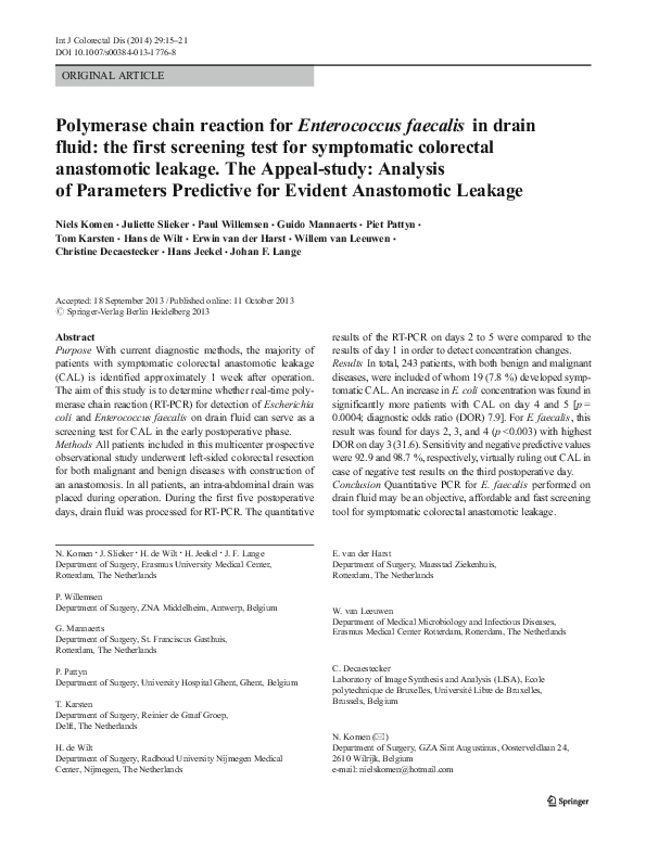 (PDF) Polymerase chain reaction for Enterococcus faecalis in drain ...