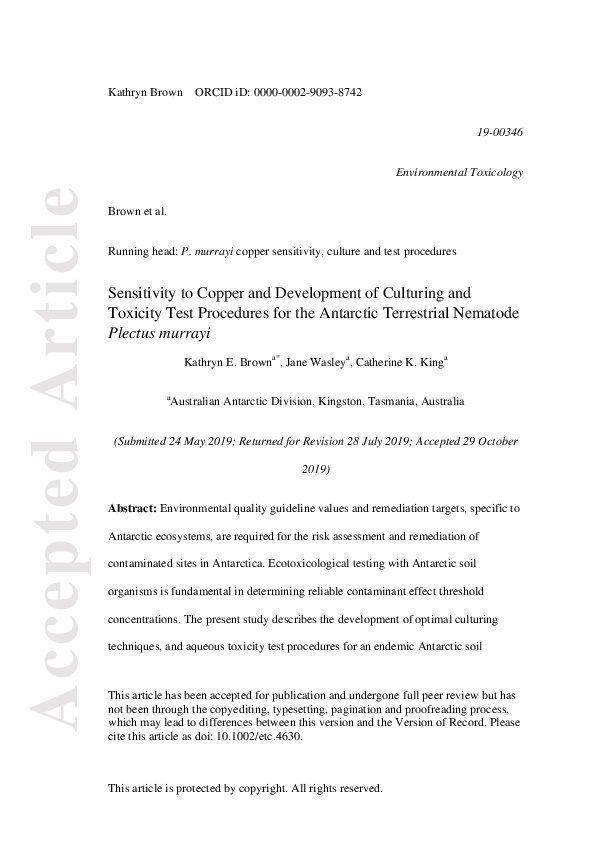 (PDF) Sensitivity to Copper and Development of Culturing and Toxicity ...
