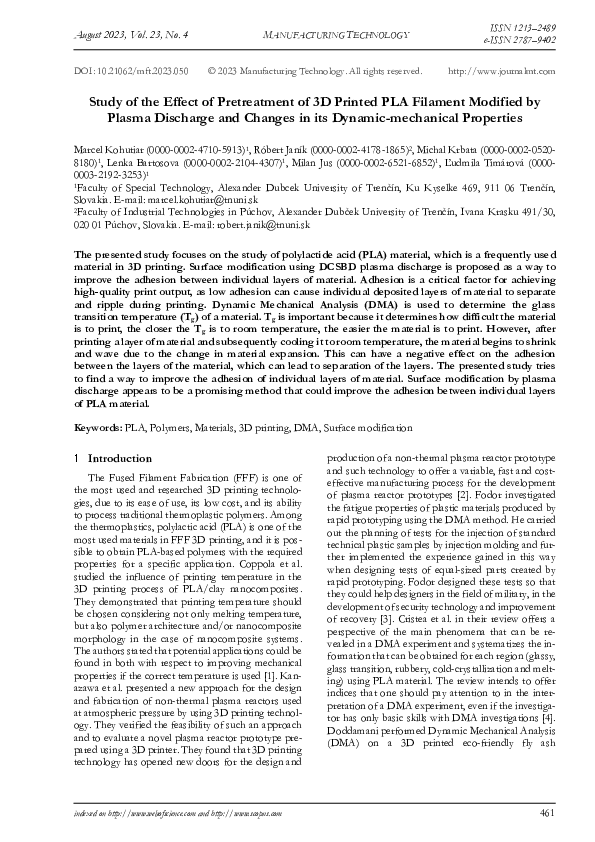 (PDF) Study of the Effect of Pretreatment of 3D Printed PLA Filament ...