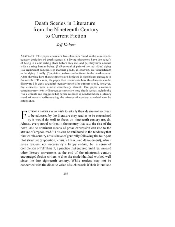(PDF) Death Scenes in Literature from the Nineteenth Century to Current ...