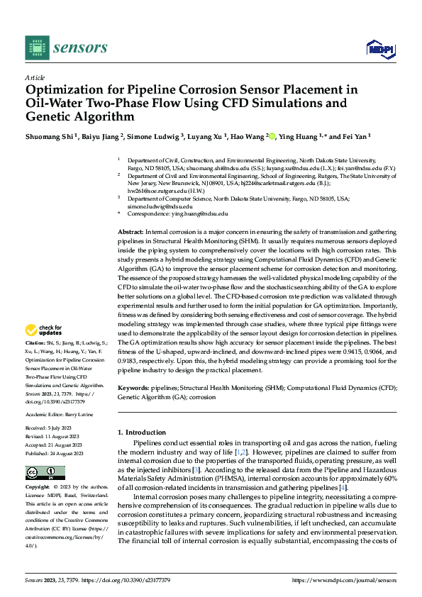 (PDF) Optimization for Pipeline Corrosion Sensor Placement in Oil-Water Two-Phase Flow Using CFD ...