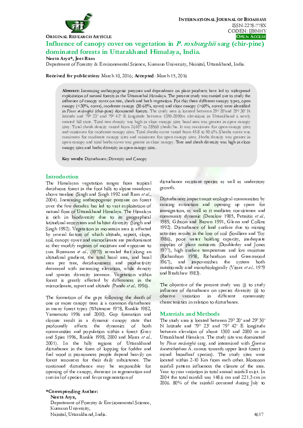 (PDF) Influence of canopy cover on vegetation in P. roxburghii sarg ...
