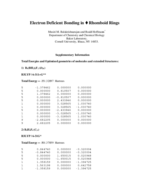 (PDF) Electron-Deficient Bonding in Rhomboid Rings