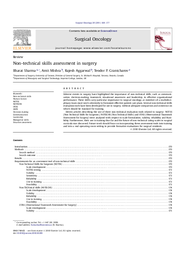 (PDF) Non-technical skills assessment in surgery | Bharat sharma - Academia.edu