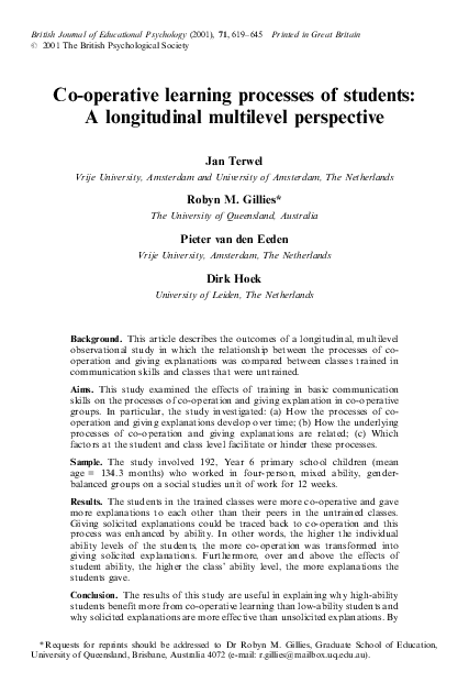 (PDF) Co-operative learning processes of students: A longitudinal ...