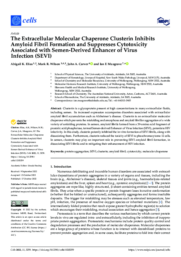(PDF) The Extracellular Molecular Chaperone Clusterin Inhibits Amyloid ...
